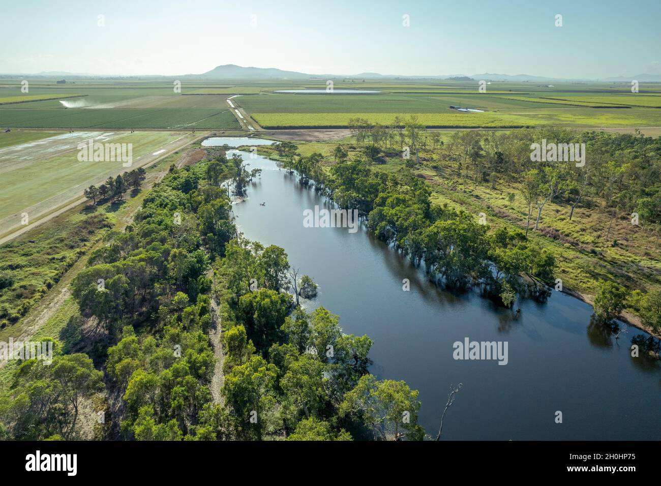 Drone aerial landscape of De Moleyns Lagoon Wildlife Reserve, Marian ...