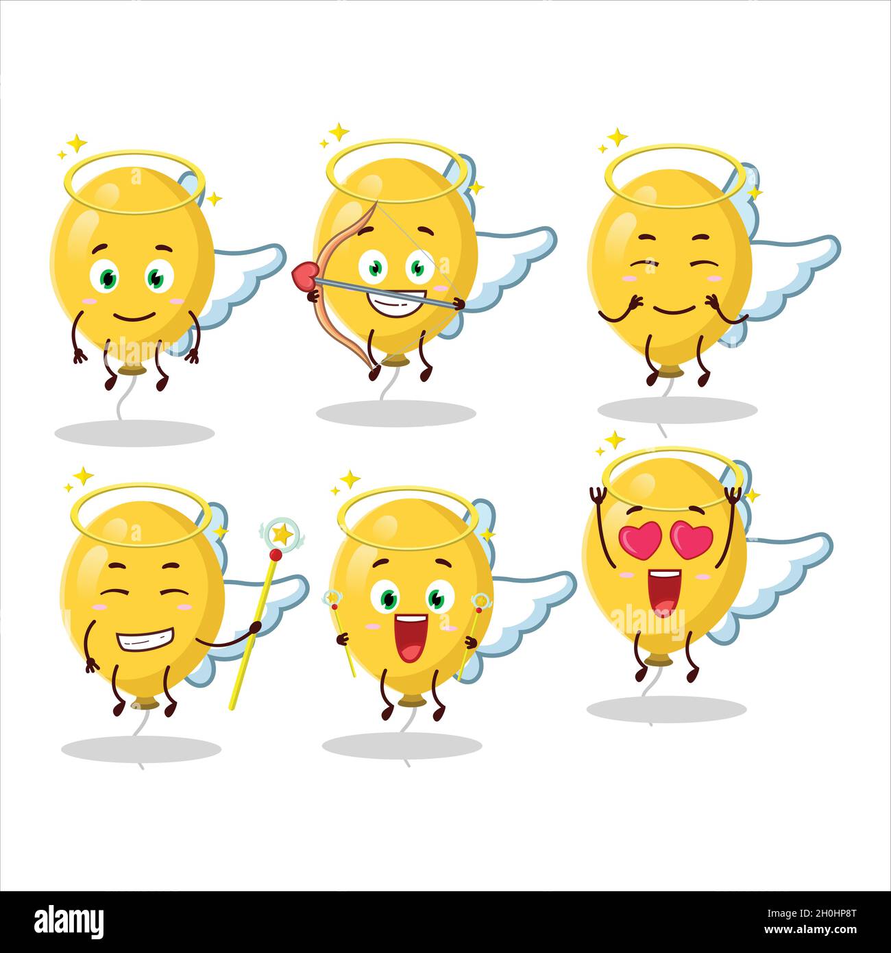 Yellow Balloons Cartoon Designs As A Cute Angel Character Vector