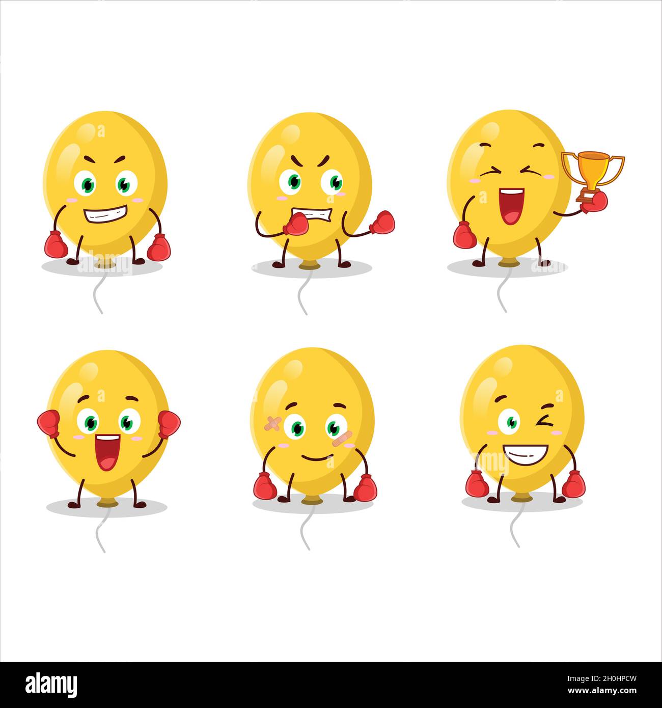 A sporty yellow balloons boxing athlete cartoon mascot design. Vector ...