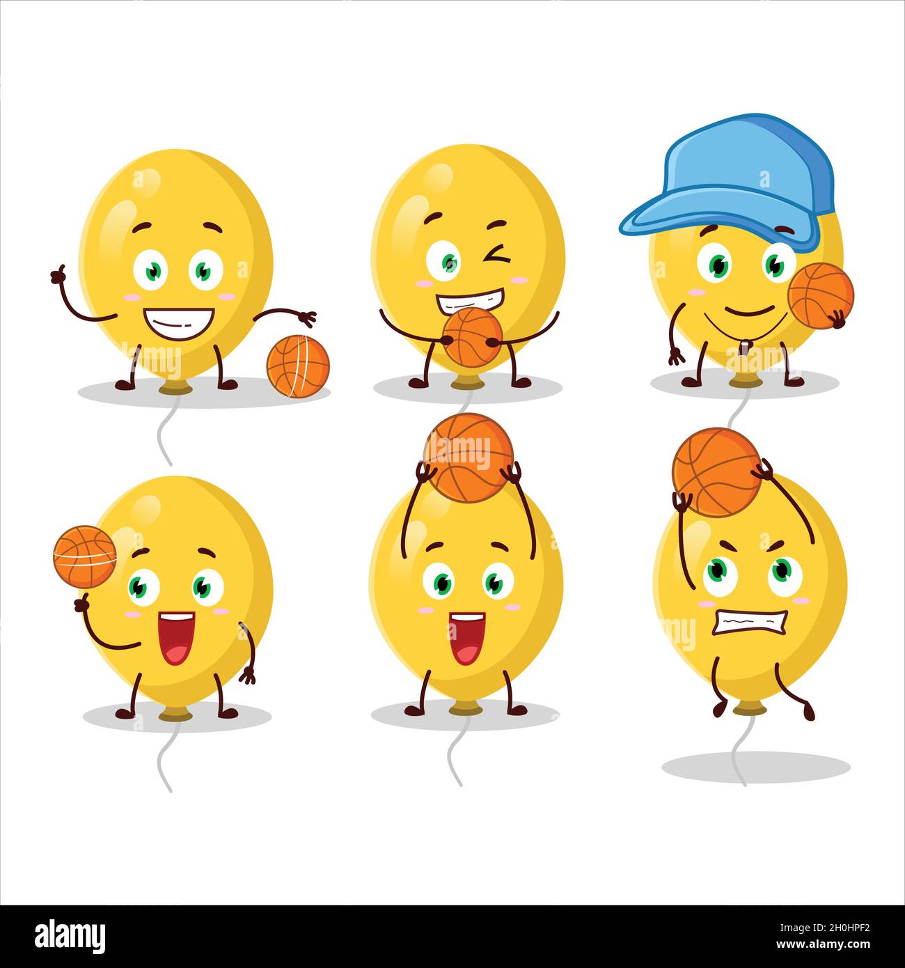 Talented yellow balloons cartoon character as a basketball athlete ...