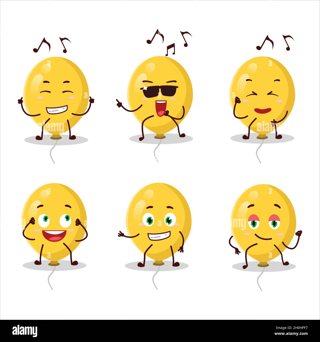 An image of yellow balloons dancer cartoon character enjoying the music ...