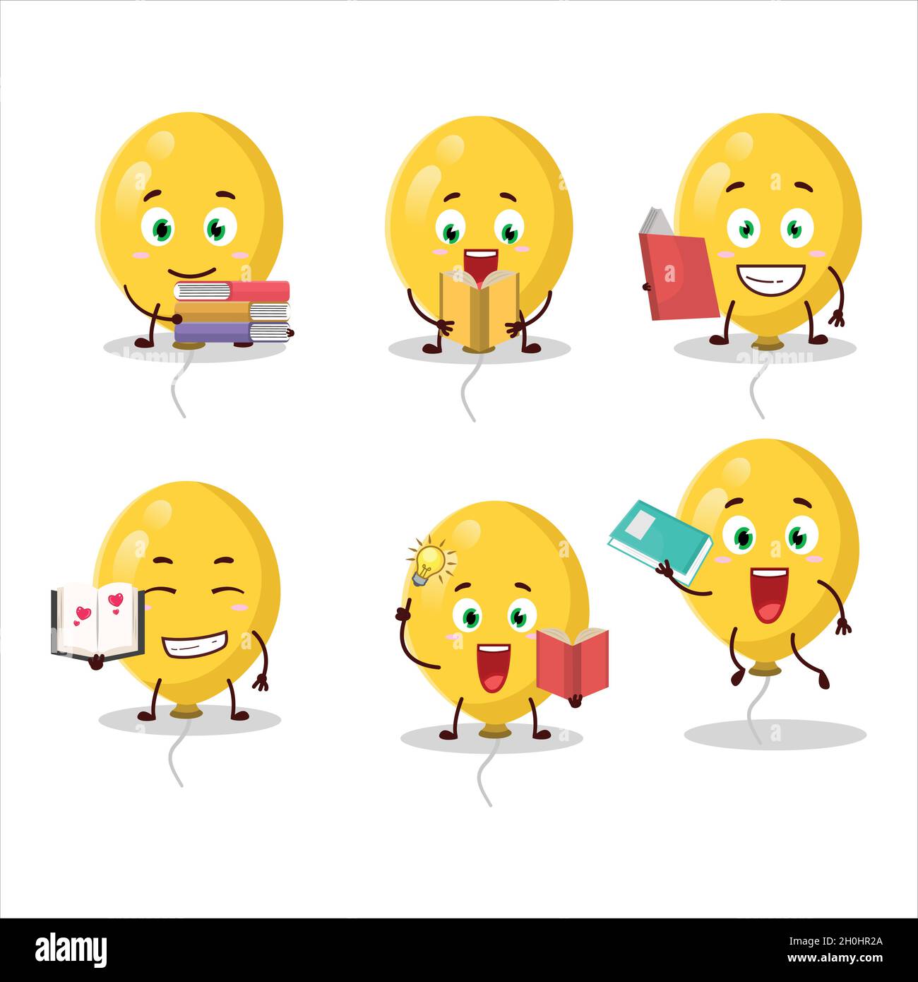 A picture of yellow balloons cartoon character concept reading an ...
