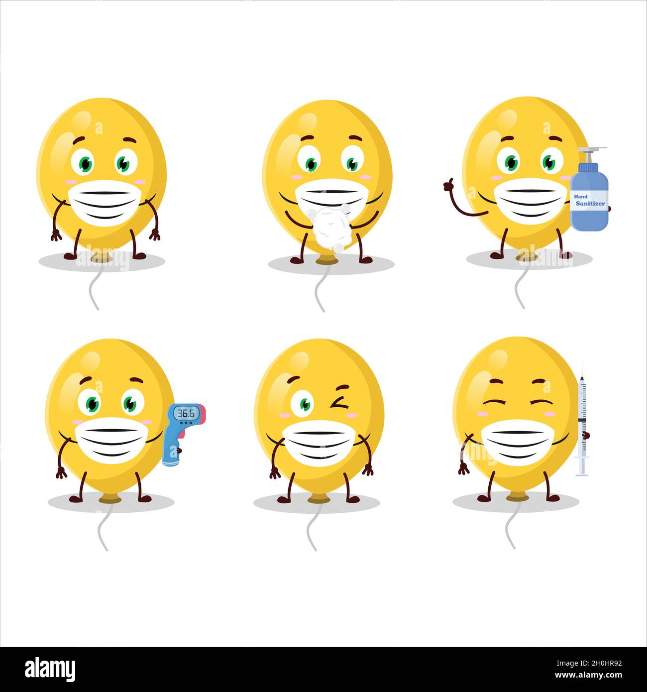 A picture of yellow balloons cartoon design style keep staying healthy ...