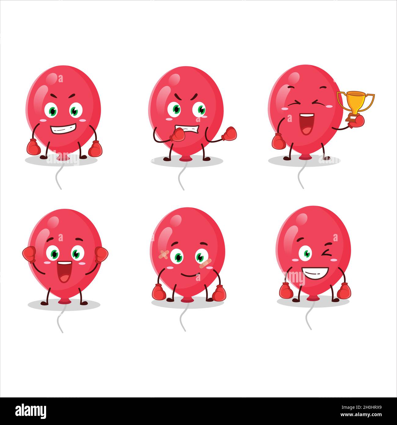 A sporty red balloons boxing athlete cartoon mascot design. Vector ...