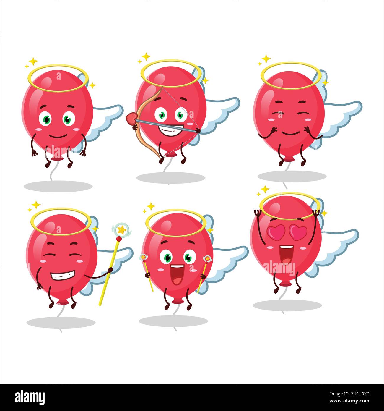 Red balloons cartoon designs as a cute angel character. Vector ...
