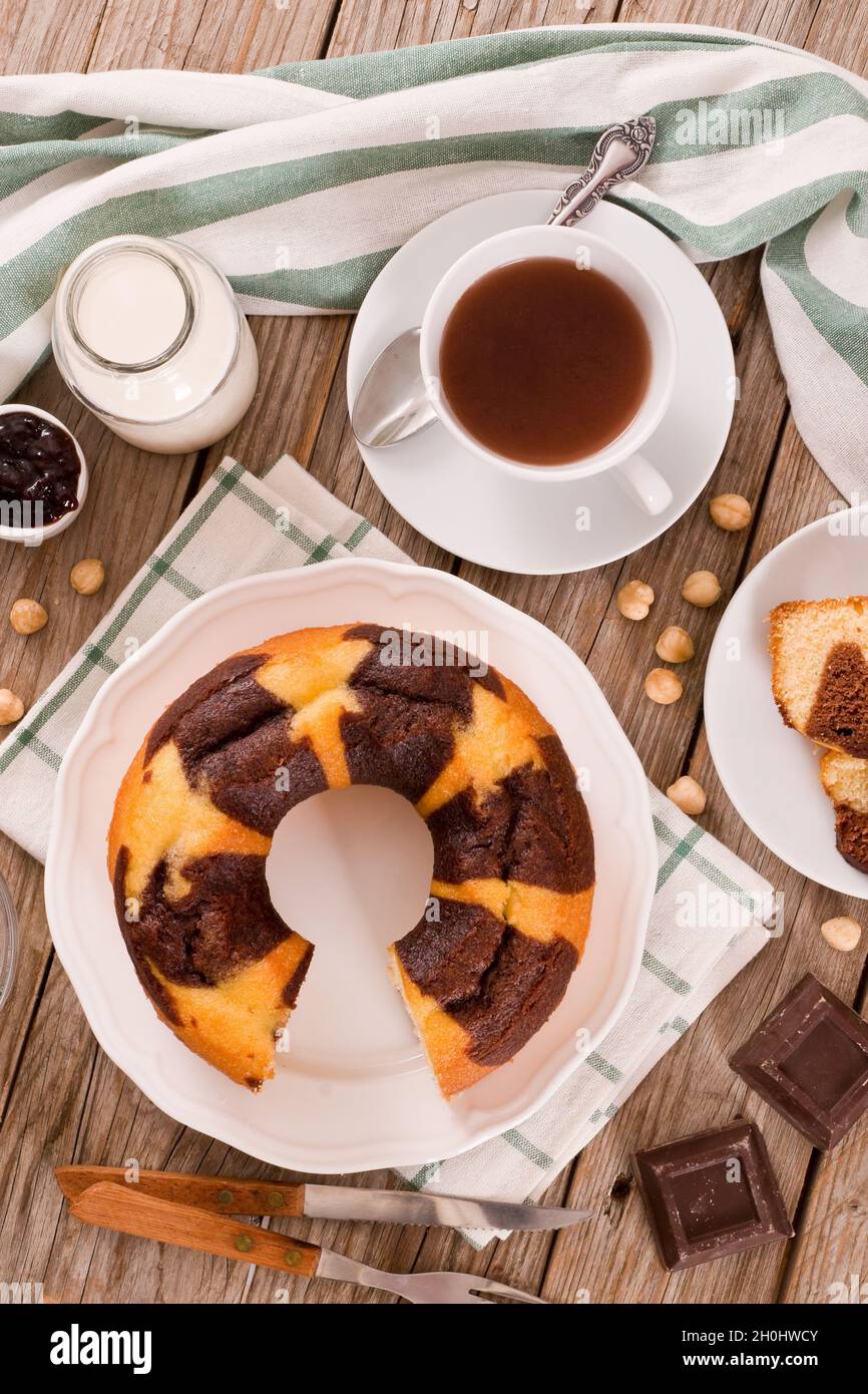 Marble ring cake Stock Photo - Alamy