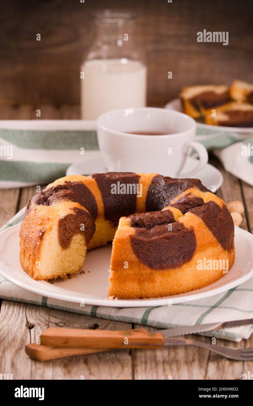Marble ring cake Stock Photo - Alamy