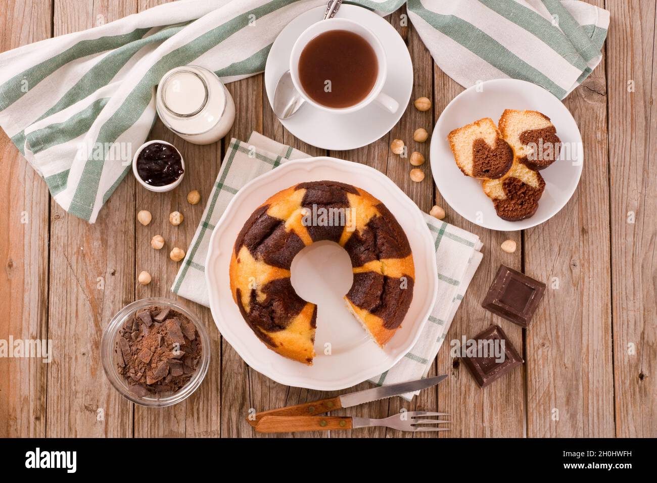 Marble ring cake Stock Photo - Alamy