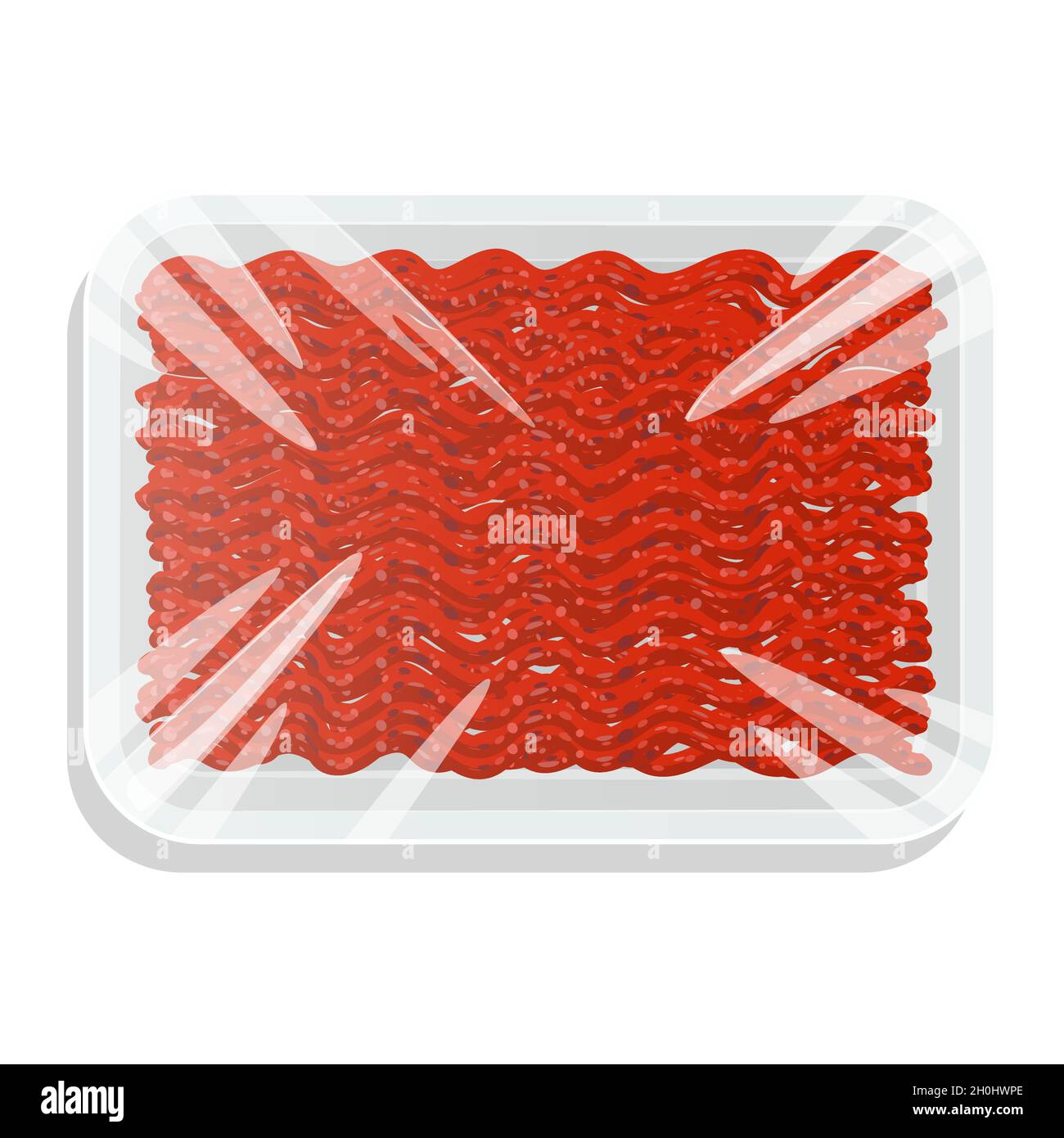 Minced meat in a plastic tray. Ground pork or beef in a vacuum pack ...