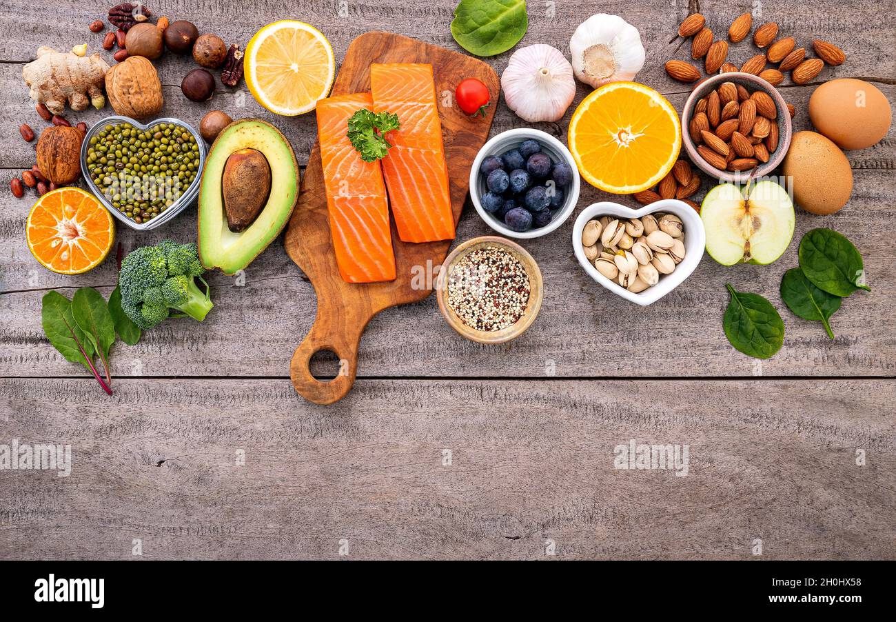 Ingredients for the healthy foods selection .The concept of healthy ...