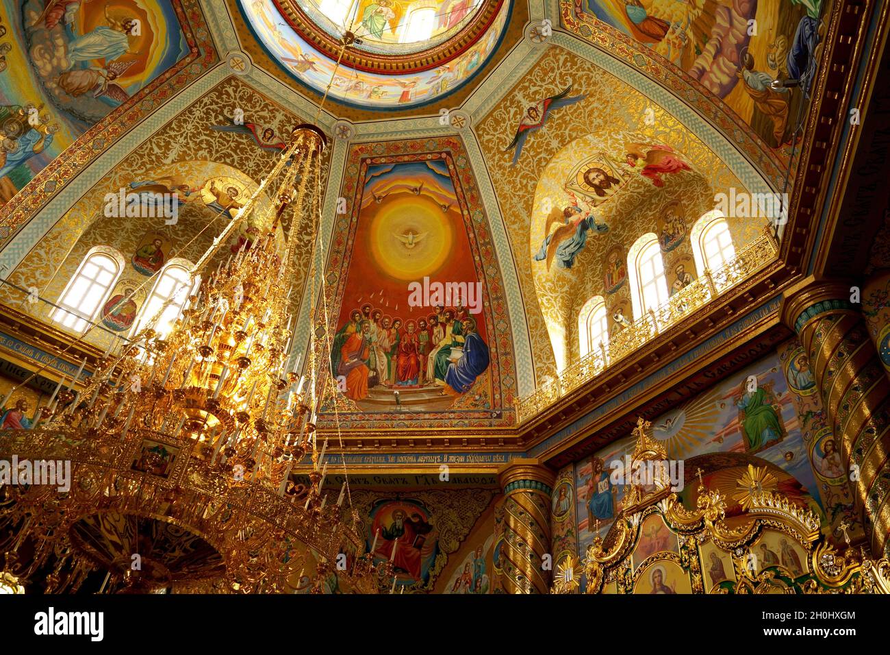 POCHAIV, UKRAINE - 2021: Lavra Orthodox Christian Monastery Complex Transfiguration Cathedral ...