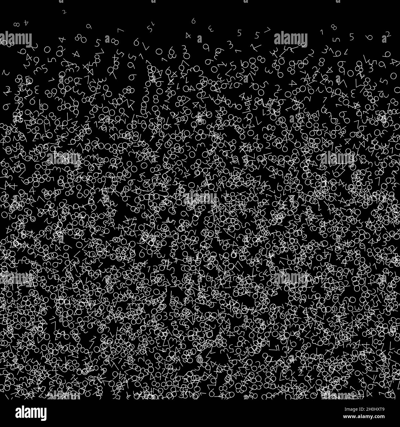 Falling numbers, big data concept. Binary white chaotic flying digits. Lively futuristic banner ...