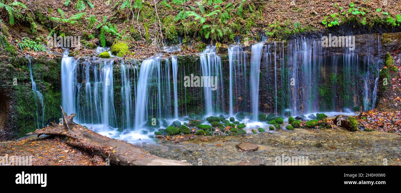 Beautiful scenery of Shiraito Waterfall in Karuizawa, Japan. The site ...