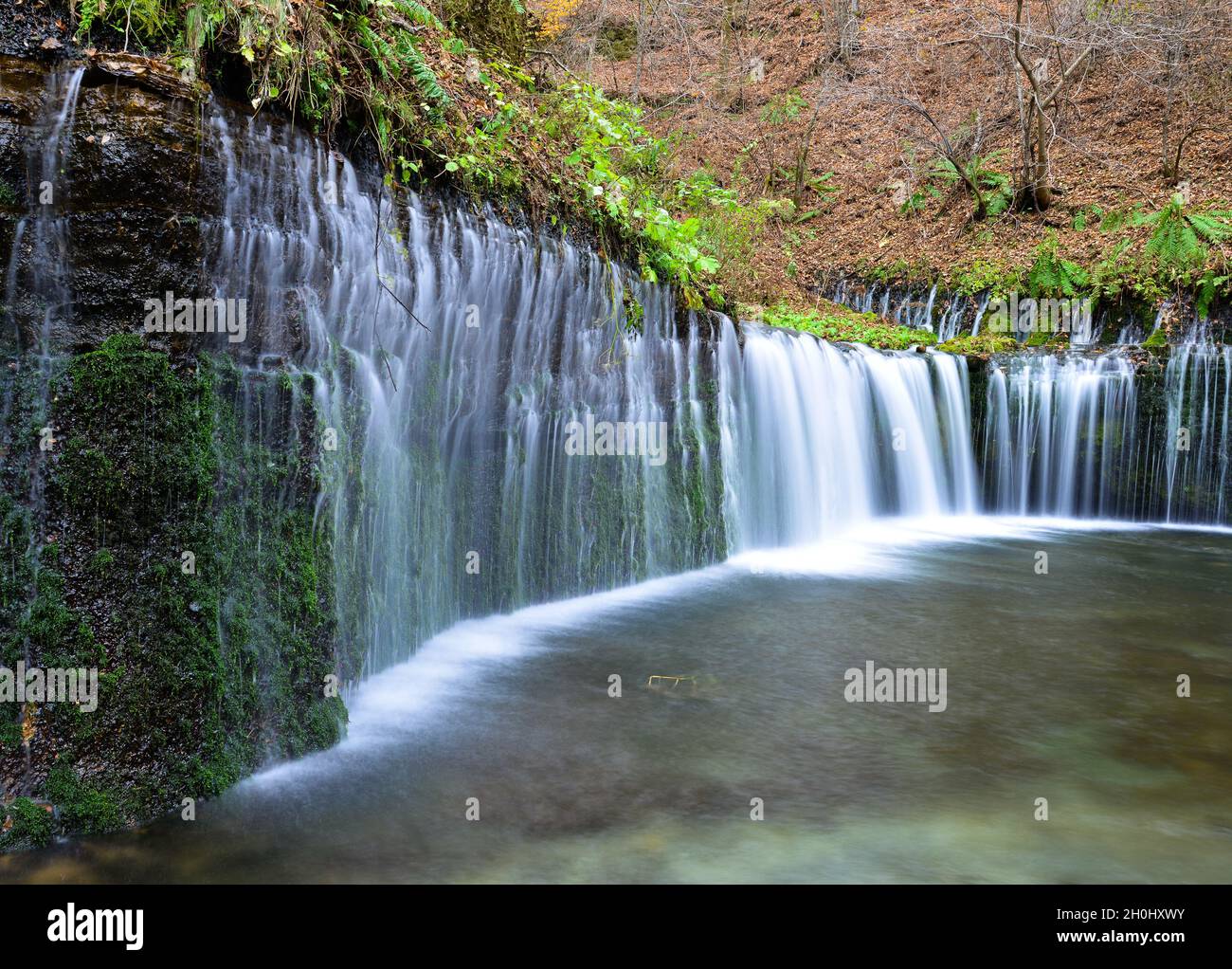 Beautiful scenery of Shiraito Waterfall in Karuizawa, Japan. The site ...