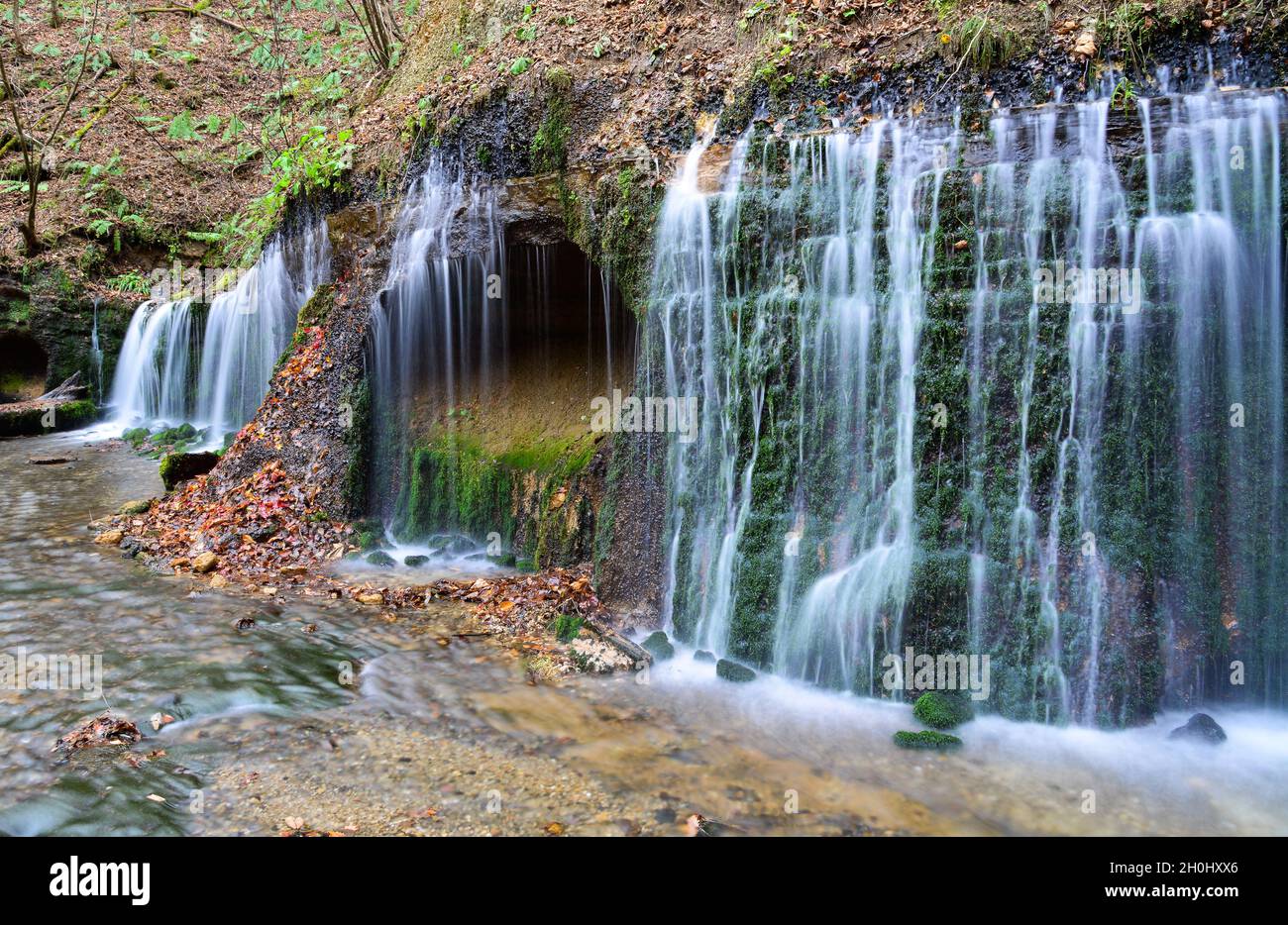 Beautiful scenery of Shiraito Waterfall in Karuizawa, Japan. The site ...