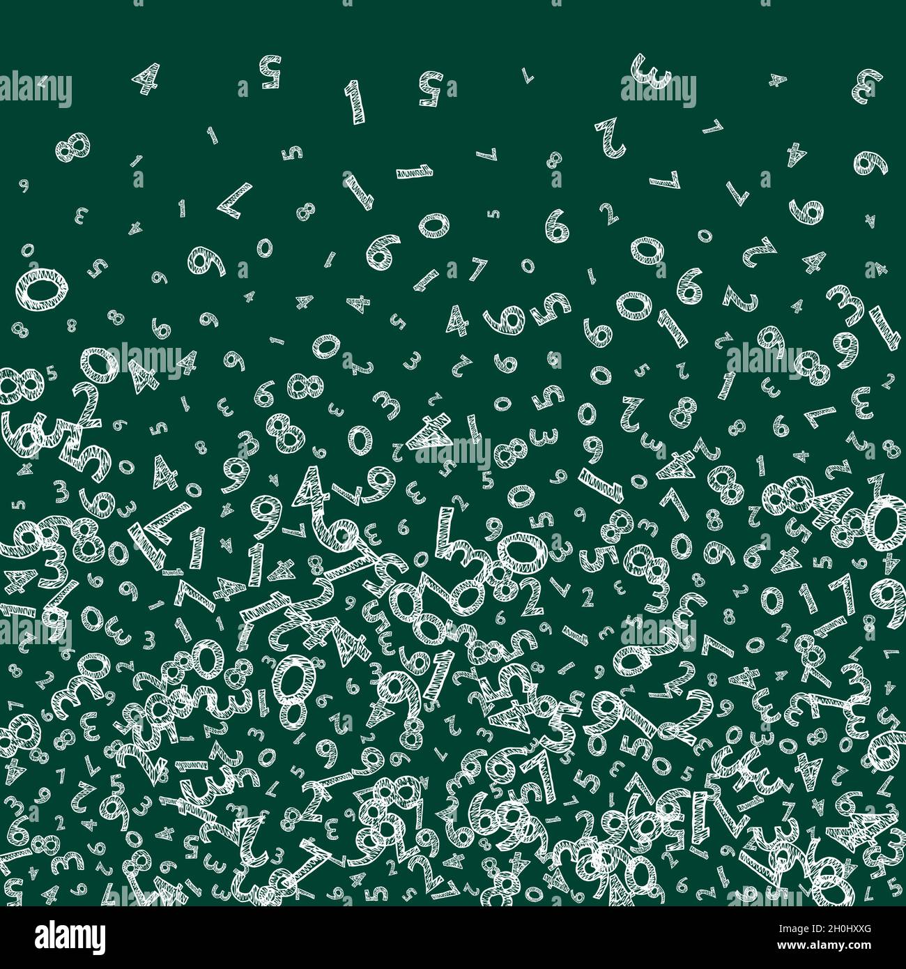 Falling childish chalk numbers. Math study concept with flying digits ...