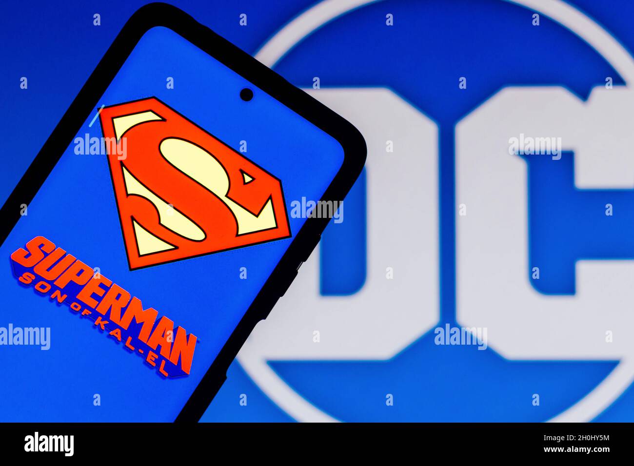 In this photo illustration the Superman: Son of Kal-El logo seen ...