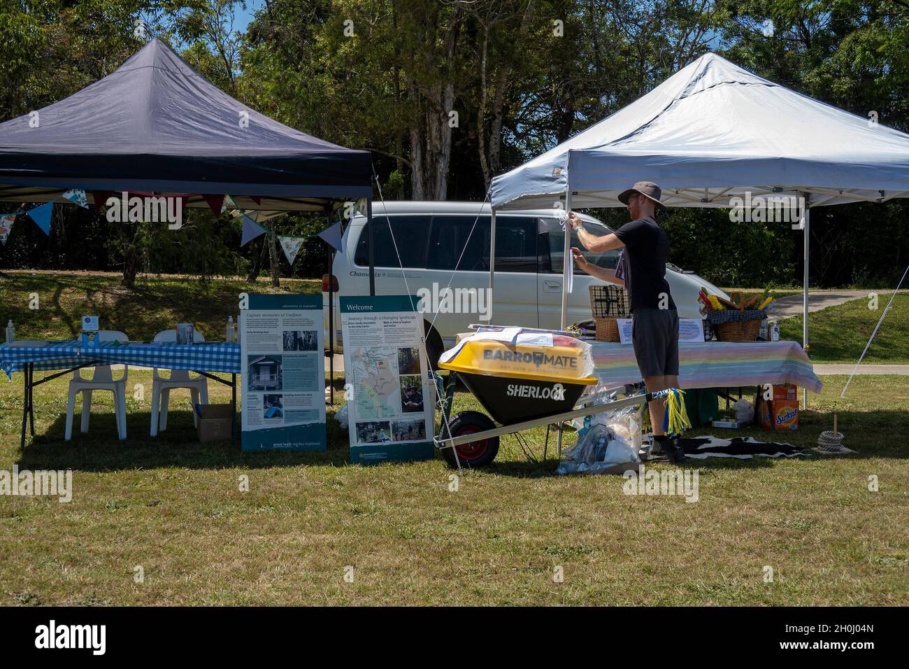Eungella, Queensland, Australia - October 2021: Public information tent ...