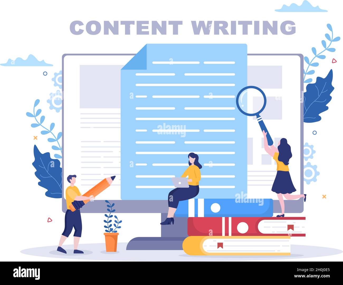 Content Writer or Journalist Background Vector Illustration For Copy ...