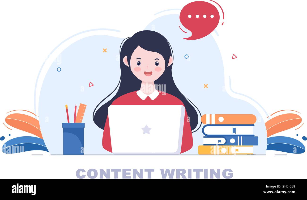 Content Writer or Journalist Background Vector Illustration For Copy ...