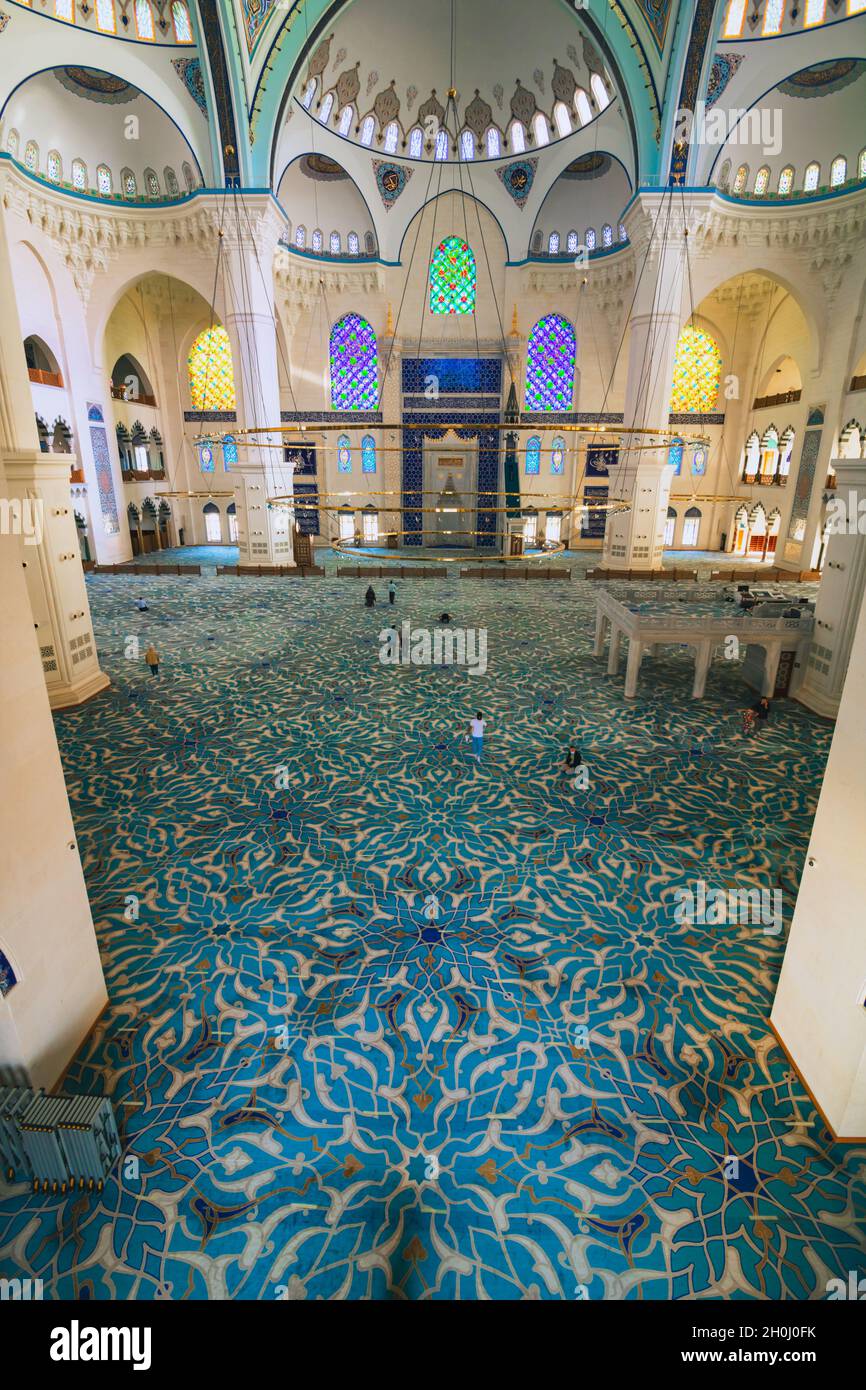 Istanbul Turkey - 9.27.2021: Interior of Camlica Mosque in Istanbul ...