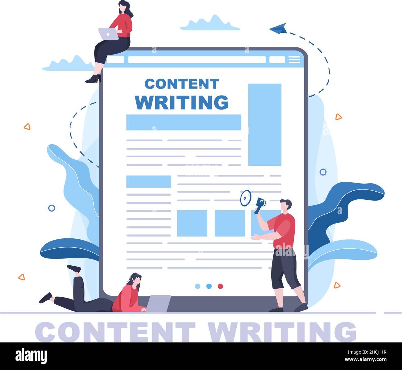 Content Writer or Journalist Background Vector Illustration For Copy ...