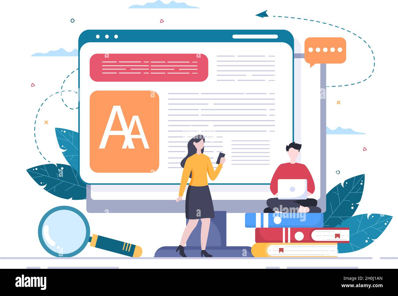 Content Writer or Journalist Background Vector Illustration For Copy ...