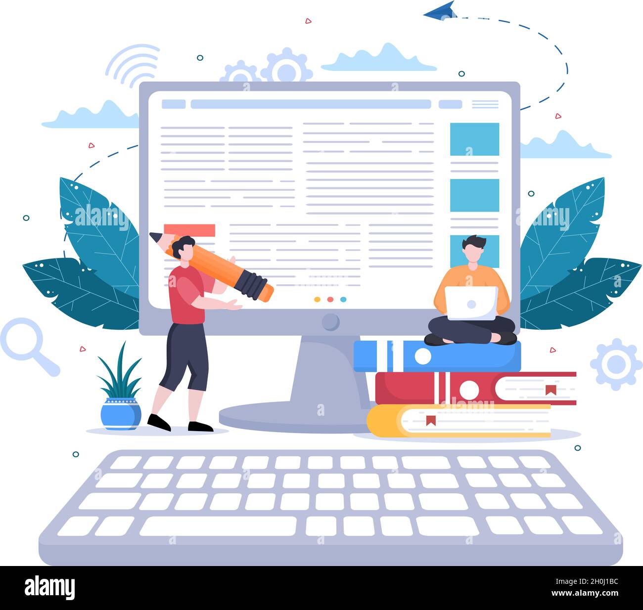 Content Writer or Journalist Background Vector Illustration For Copy ...