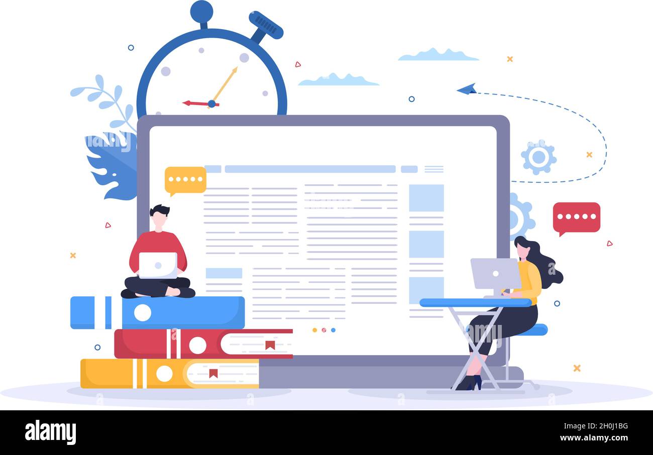Content Writer or Journalist Background Vector Illustration For Copy ...