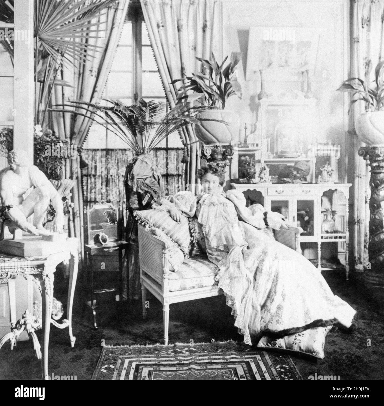 French chanson singer Yvette Guilbert in her boudoir [automated ...