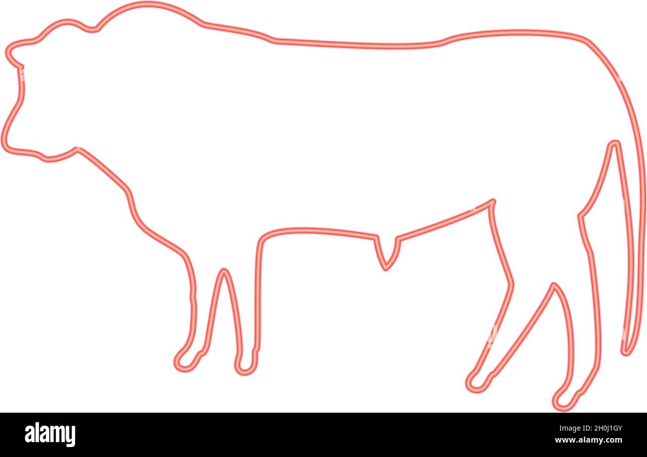 Neon bull red color vector illustration flat style light image Stock ...