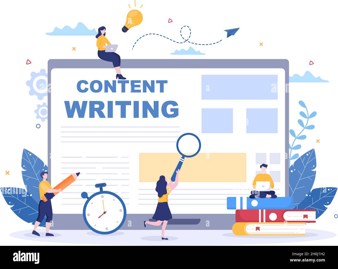 Content Writer or Journalist Background Vector Illustration For Copy ...
