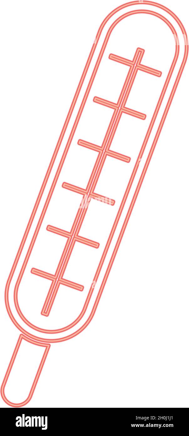 Neon medical thermometer red color vector illustration flat style light ...