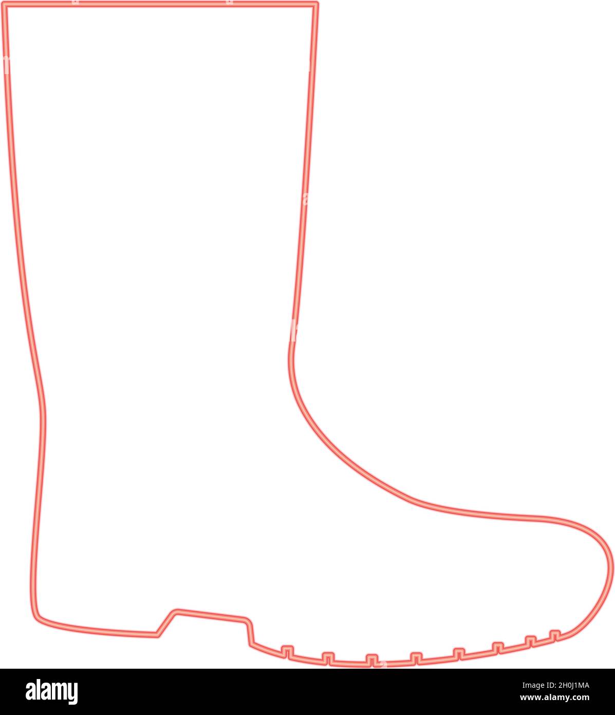 Neon rubber boots red color vector illustration flat style light image ...