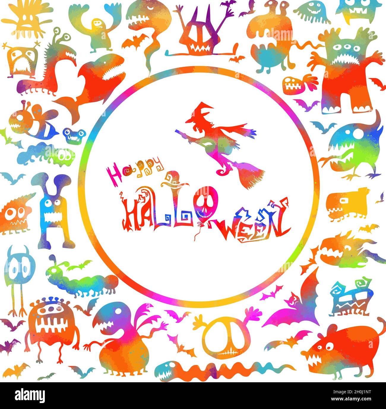 Funny monsters. Happy Halloween. Vector illustration Stock Vector Image ...
