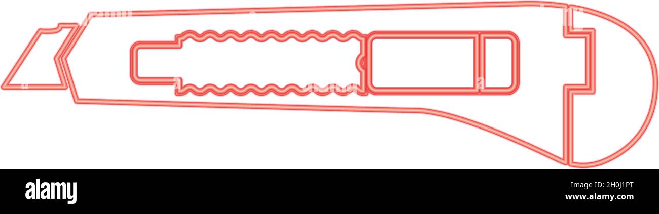 Neon paper knife red color vector illustration flat style light image ...