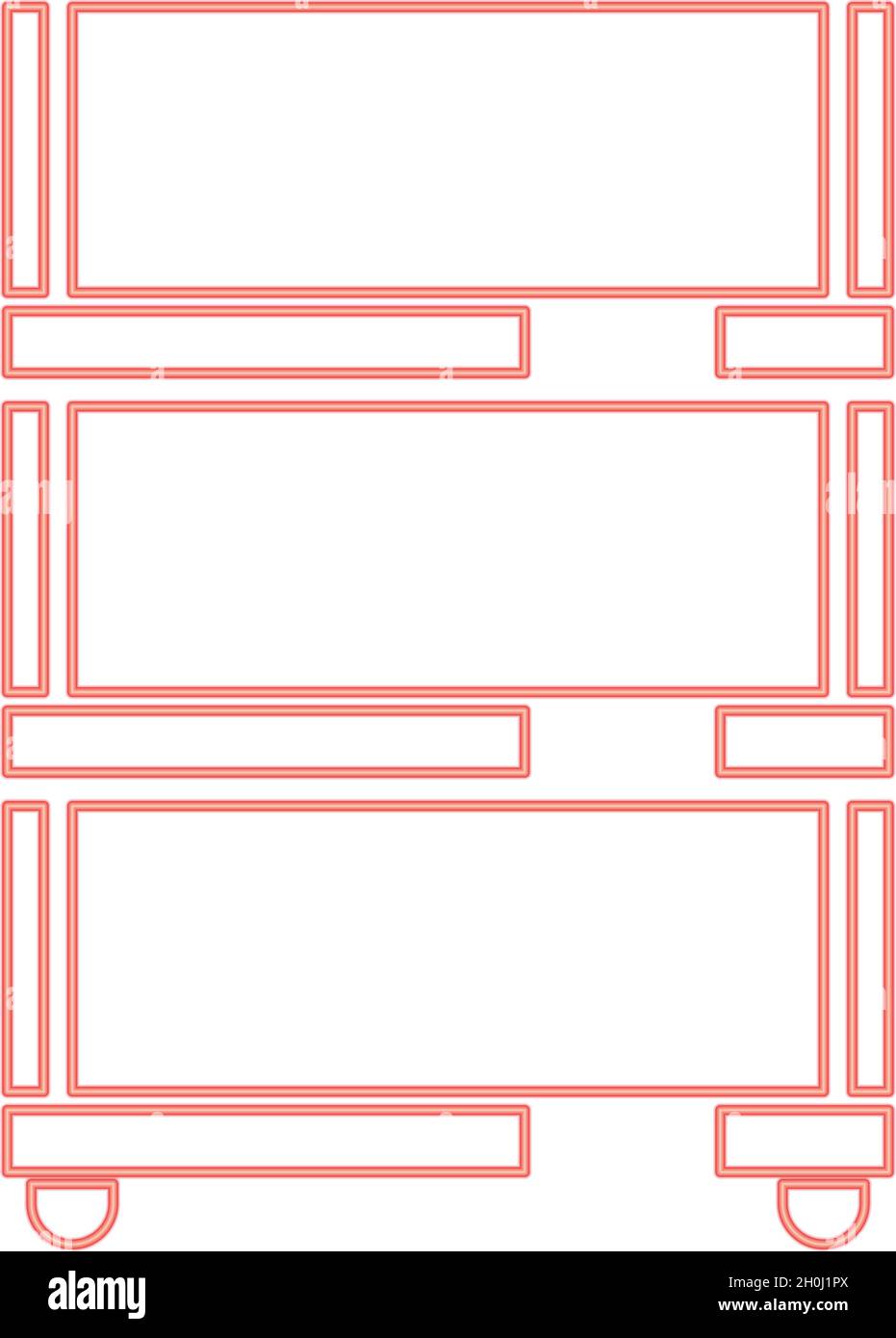 Neon floor rack for paper red color vector illustration flat style ...