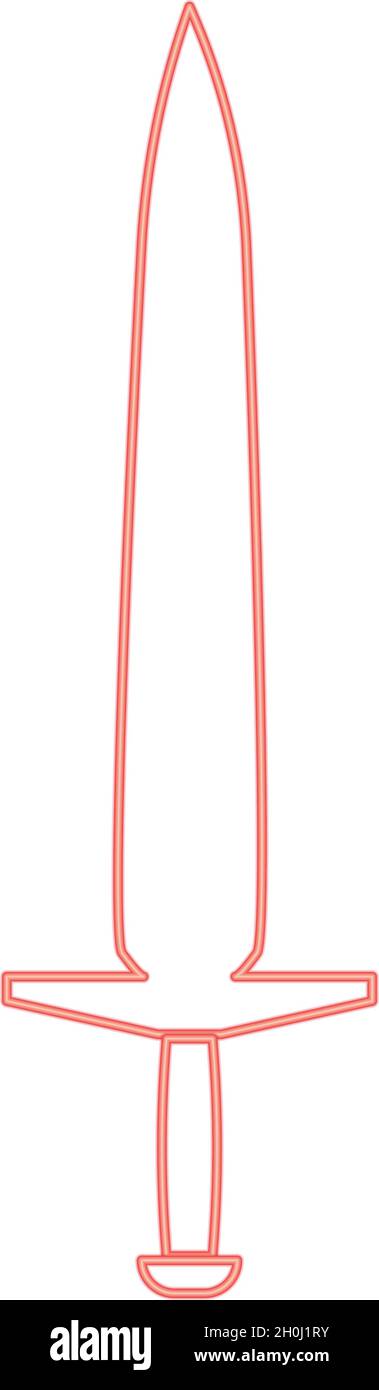 Neon simple sword red color vector illustration flat style light image ...