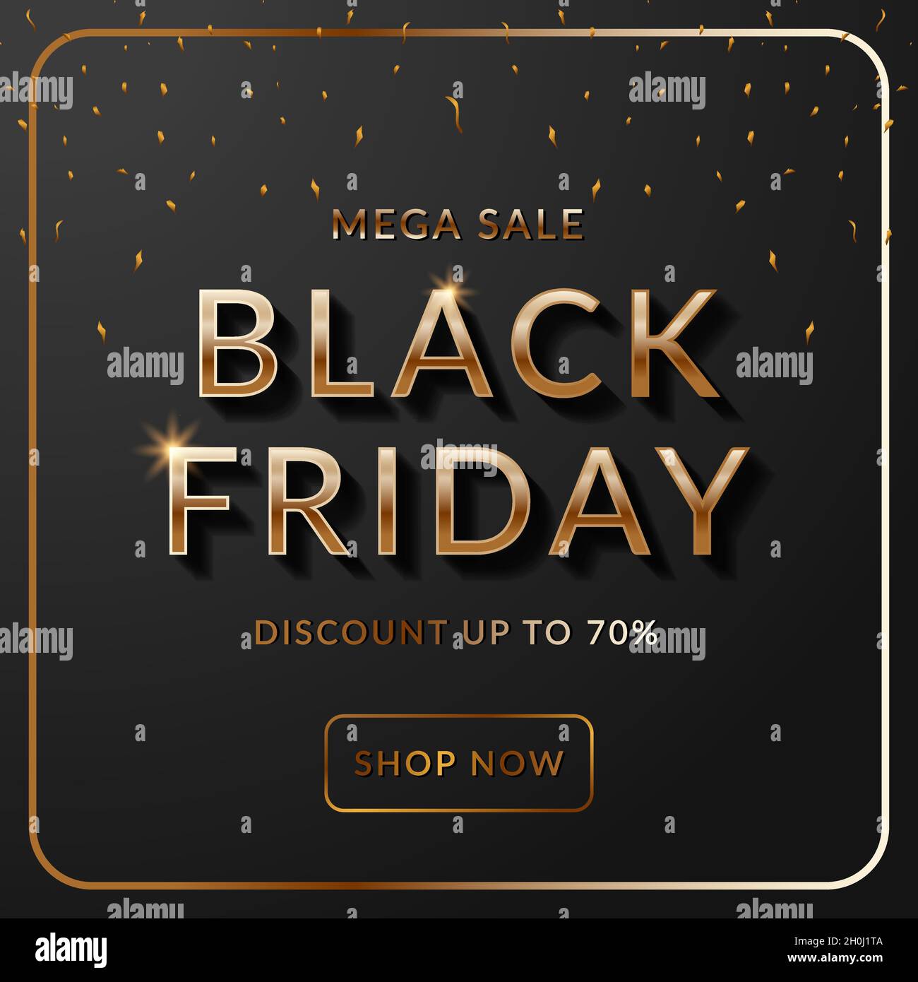 black friday banner sale with golden text in black background with gold ...