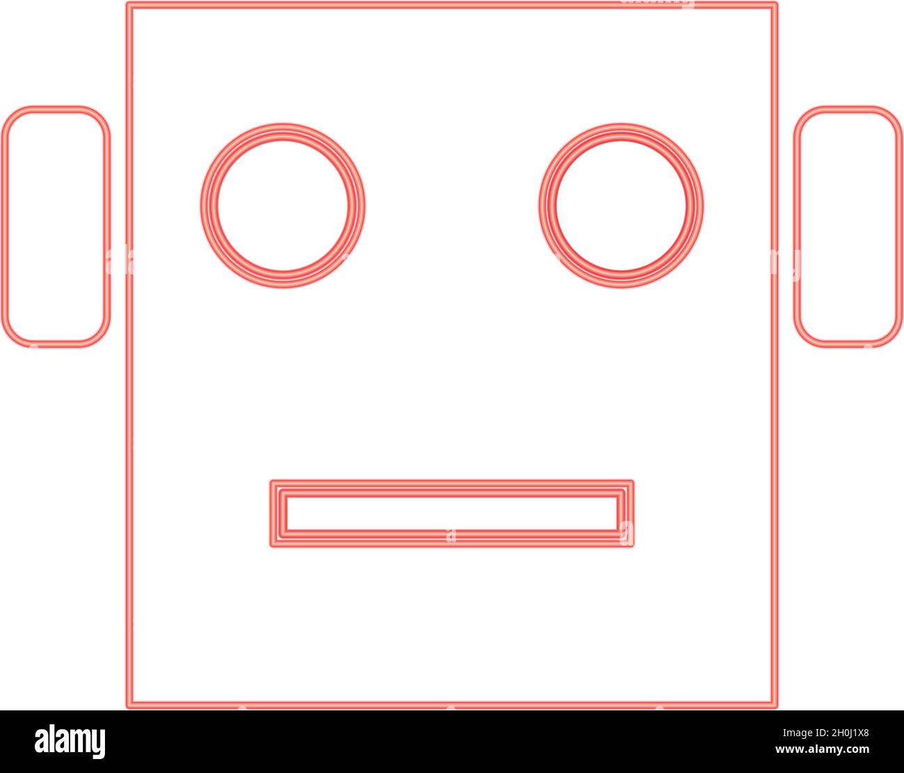 Neon robot head red color vector illustration flat style light image ...