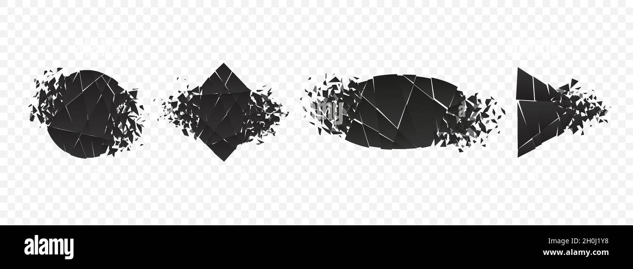Shape explosion broken and shattered flat style design vector ...