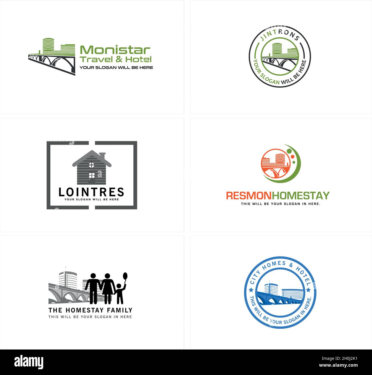 Modern city building homestay family logo design Stock Vector Image ...