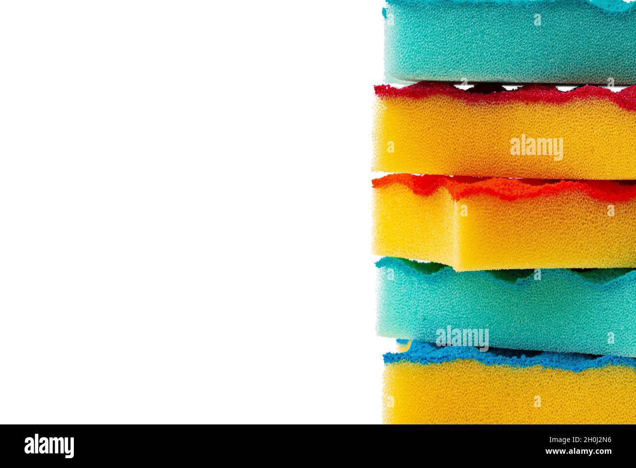Stack of kitchen sponges isolated on white background Stock Photo - Alamy