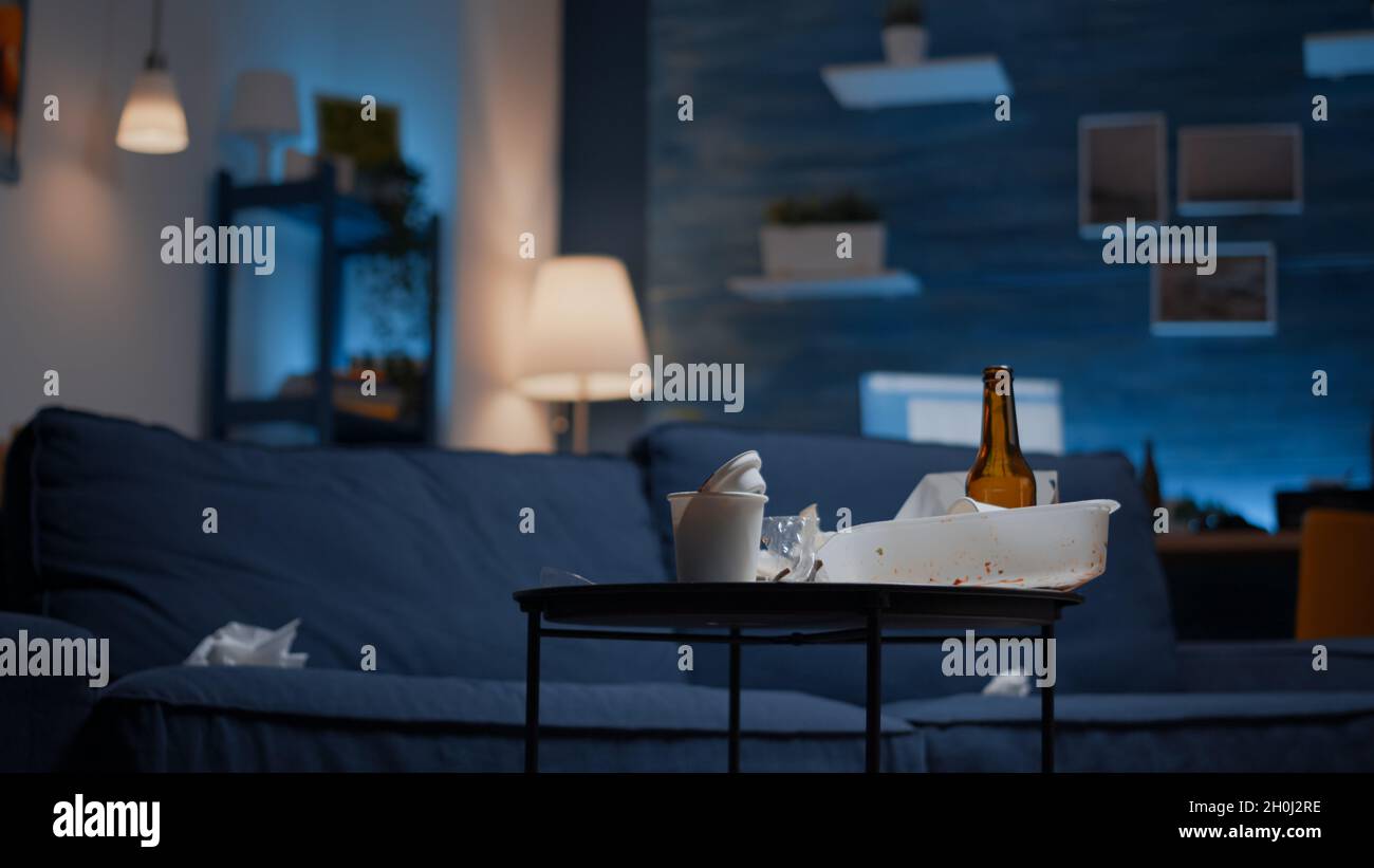 Unorganized house apartment of alone woman with sever depresion having ...