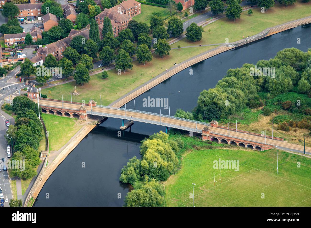 Aerial image of the Tram Bridge over the River Trent in the Meadows ...