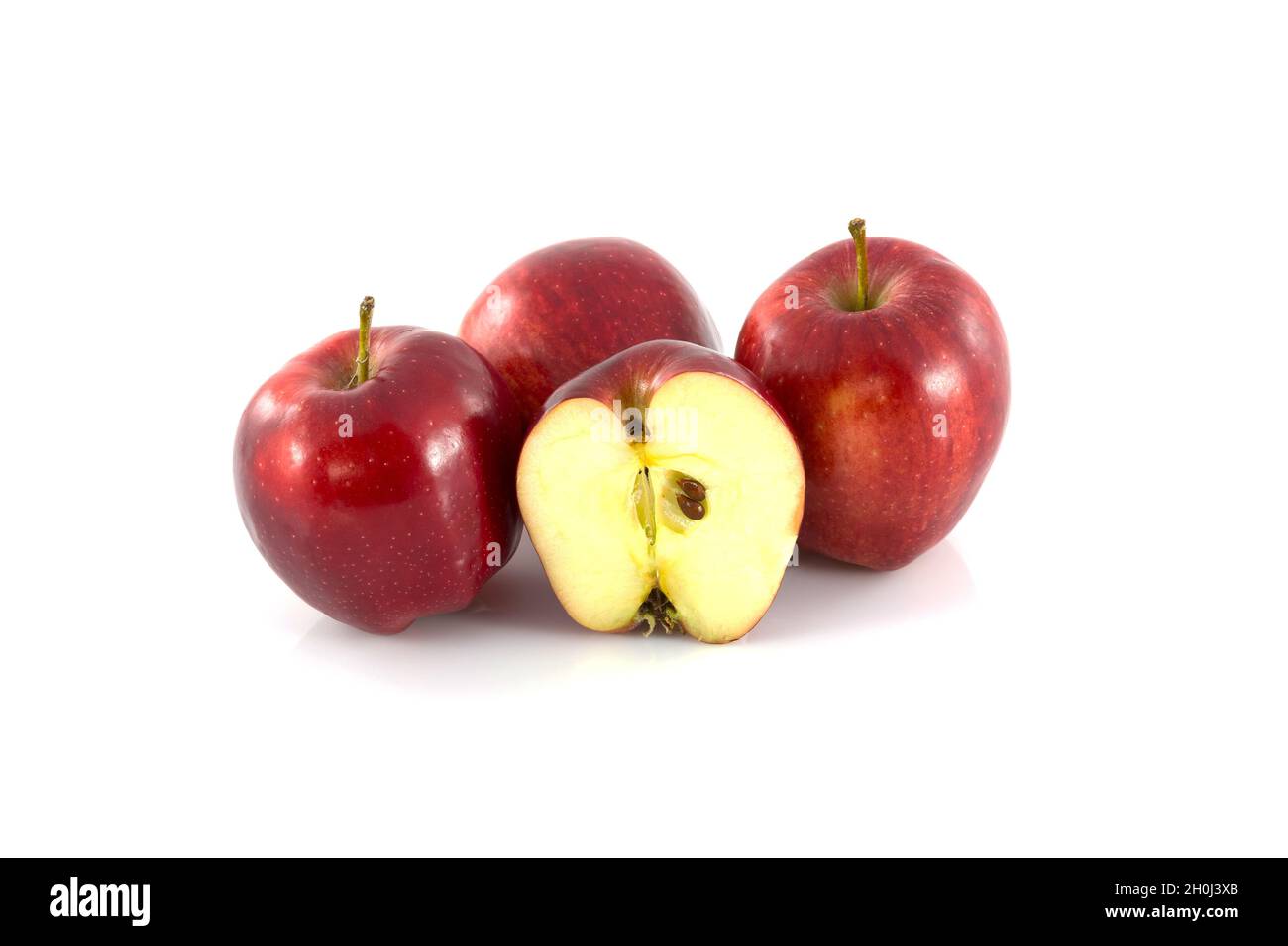 Fresh Red apple and half of red apple isolated on white background ...