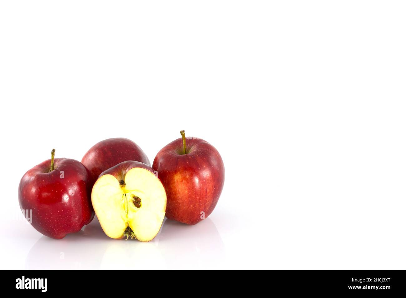 Fresh Red apple and half of red apple isolated on white background ...