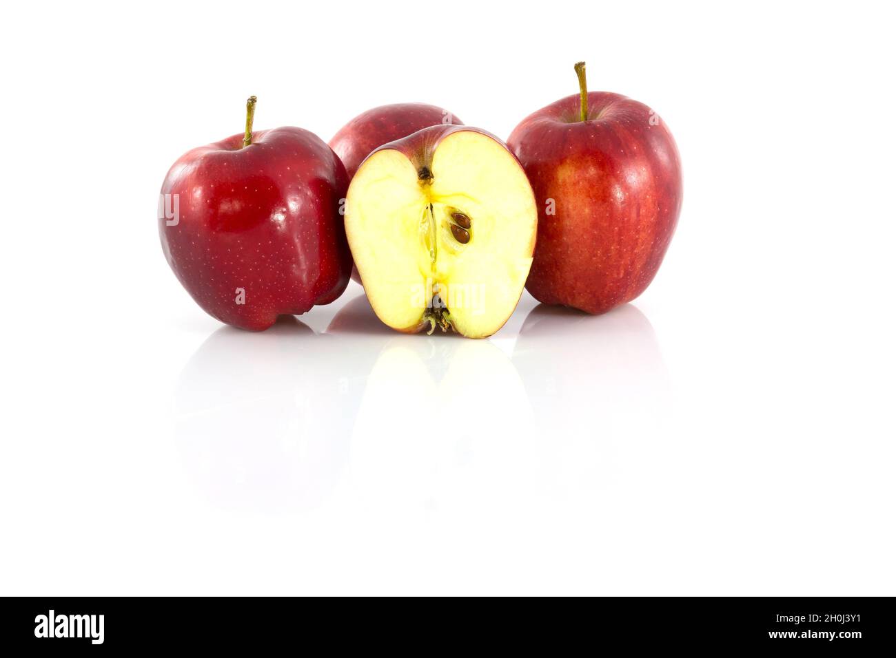 Fresh Red apple and half of red apple isolated on white background ...