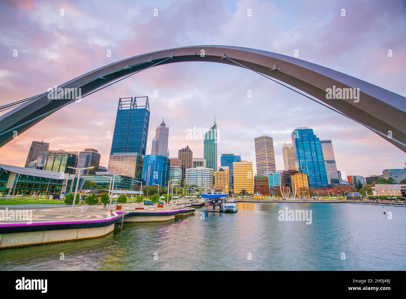 Downtown Perth skyline in Australia at twilight Stock Photo - Alamy