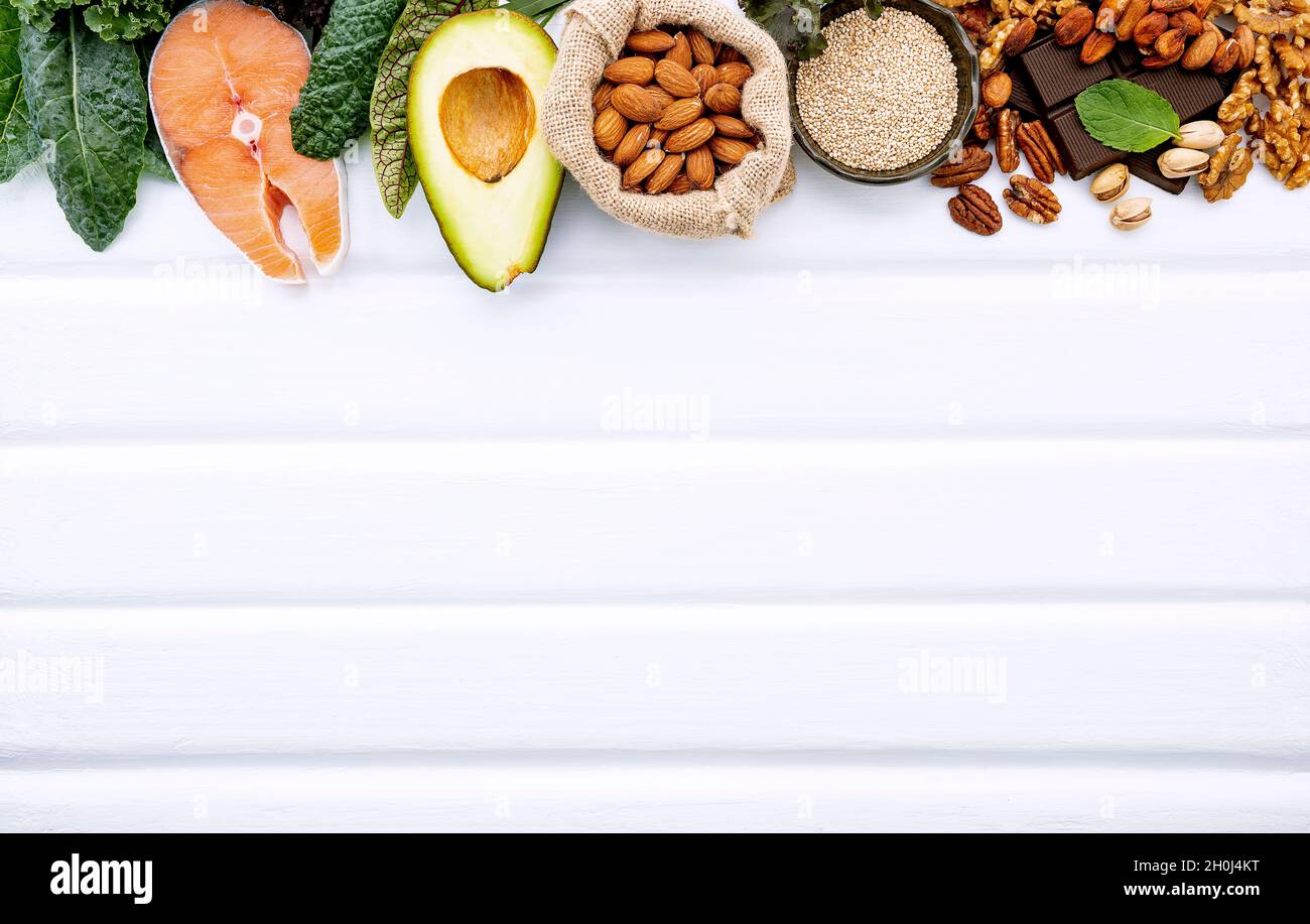 Ingredients for the healthy foods selection on white background ...